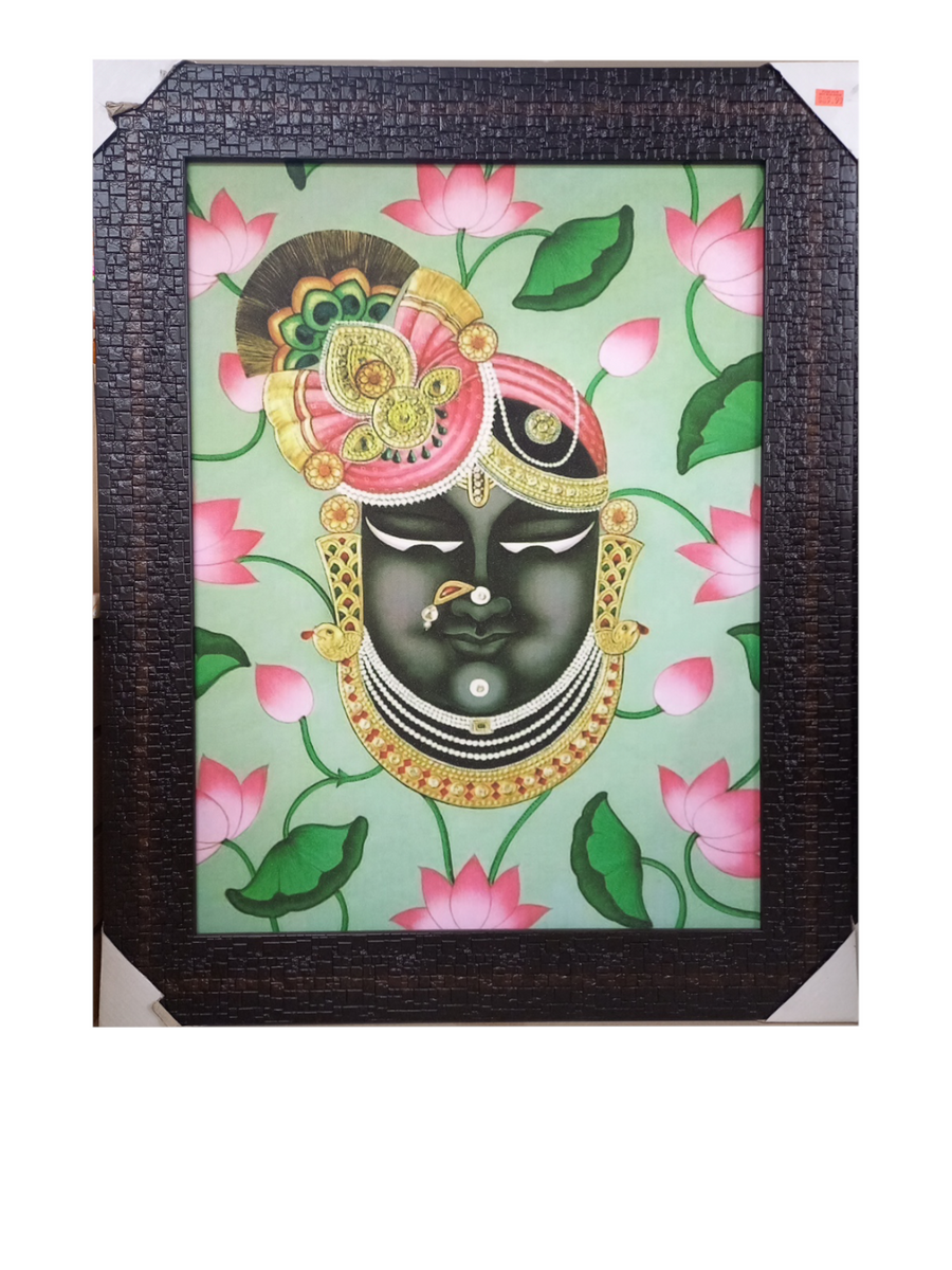 Shrinathji Face Portrait Painting with Lotus – India Sajawat & Puja Hut