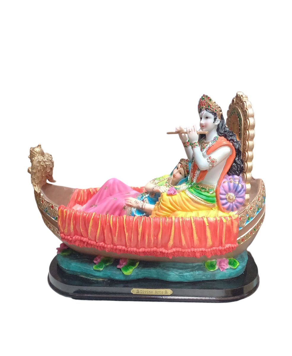 Radha Krishna on Boat Resin Statue – India Sajawat & Puja Hut